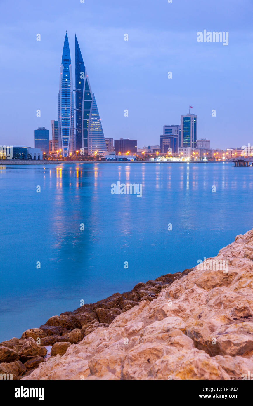 Modern architecture of Manama at night. Manama, Bahrain Stock Photo - Alamy
