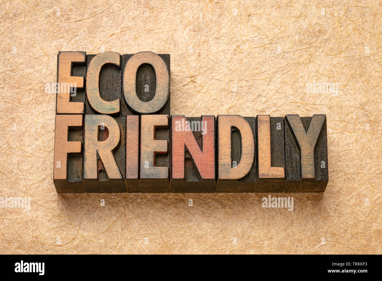 eco friendly word abstract in vintage letterpress wood type Stock Photo ...