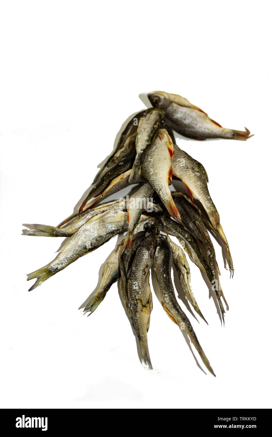 The photo of dry fish bunch isolated Stock Photo - Alamy