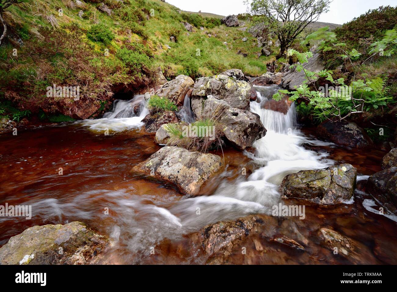 Small waterfalls on the River Calder Stock Photo - Alamy