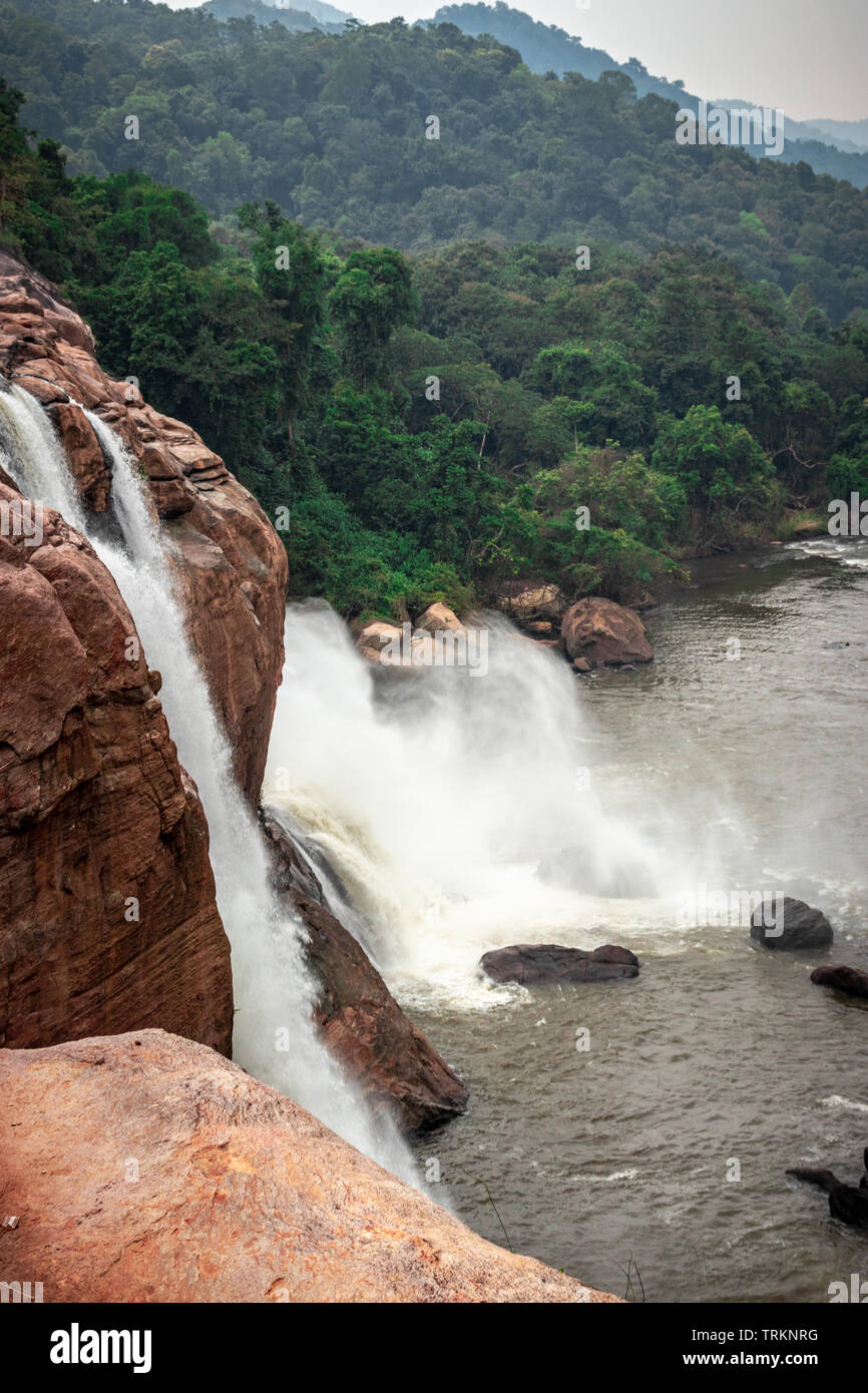 This is the athirapally waterfall kerala india from top angle with ...