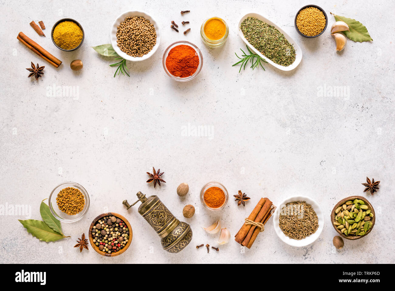 Various Spices on white background. Assortment, set of spices and ...