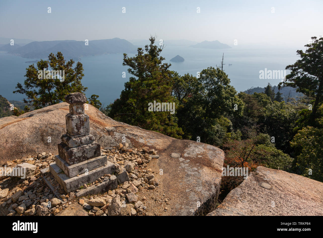 View and shrine at top of Mount Misen, Miyajima, Japan Stock Photo - Alamy