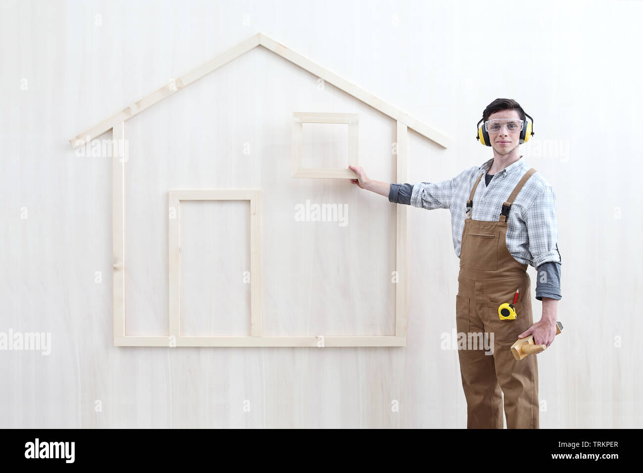 house construction renovation concept handyman carpenter worker man ...