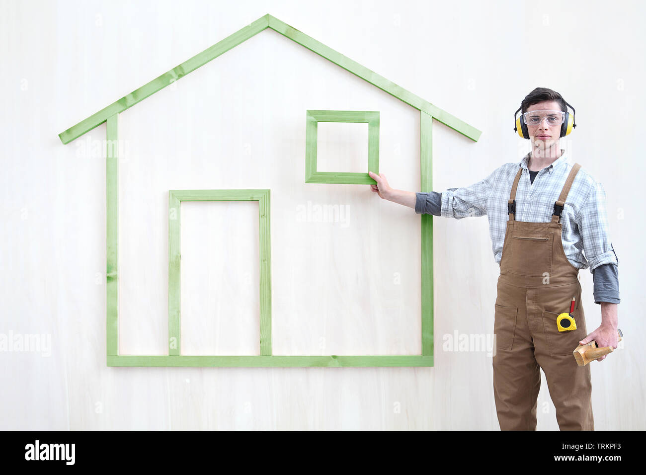 house construction renovation concept handyman carpenter worker man ...