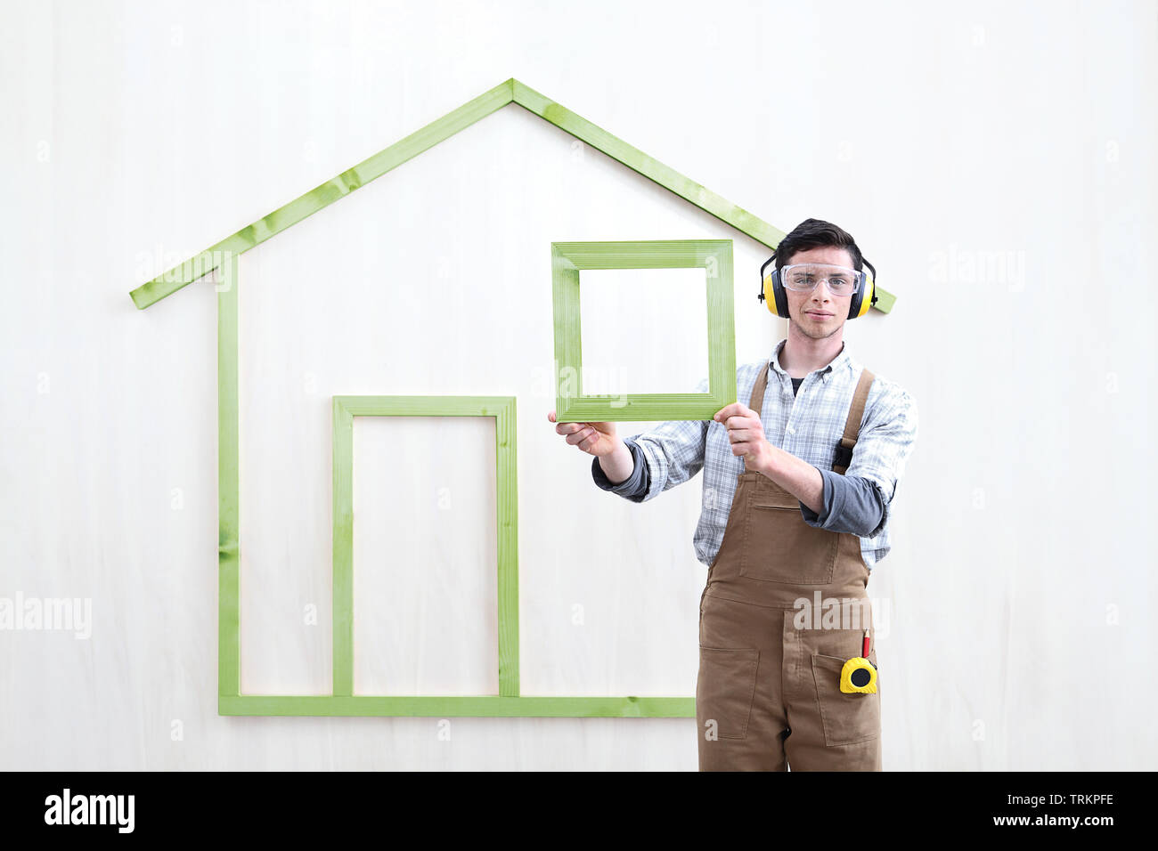 house construction renovation concept handyman carpenter worker man ...