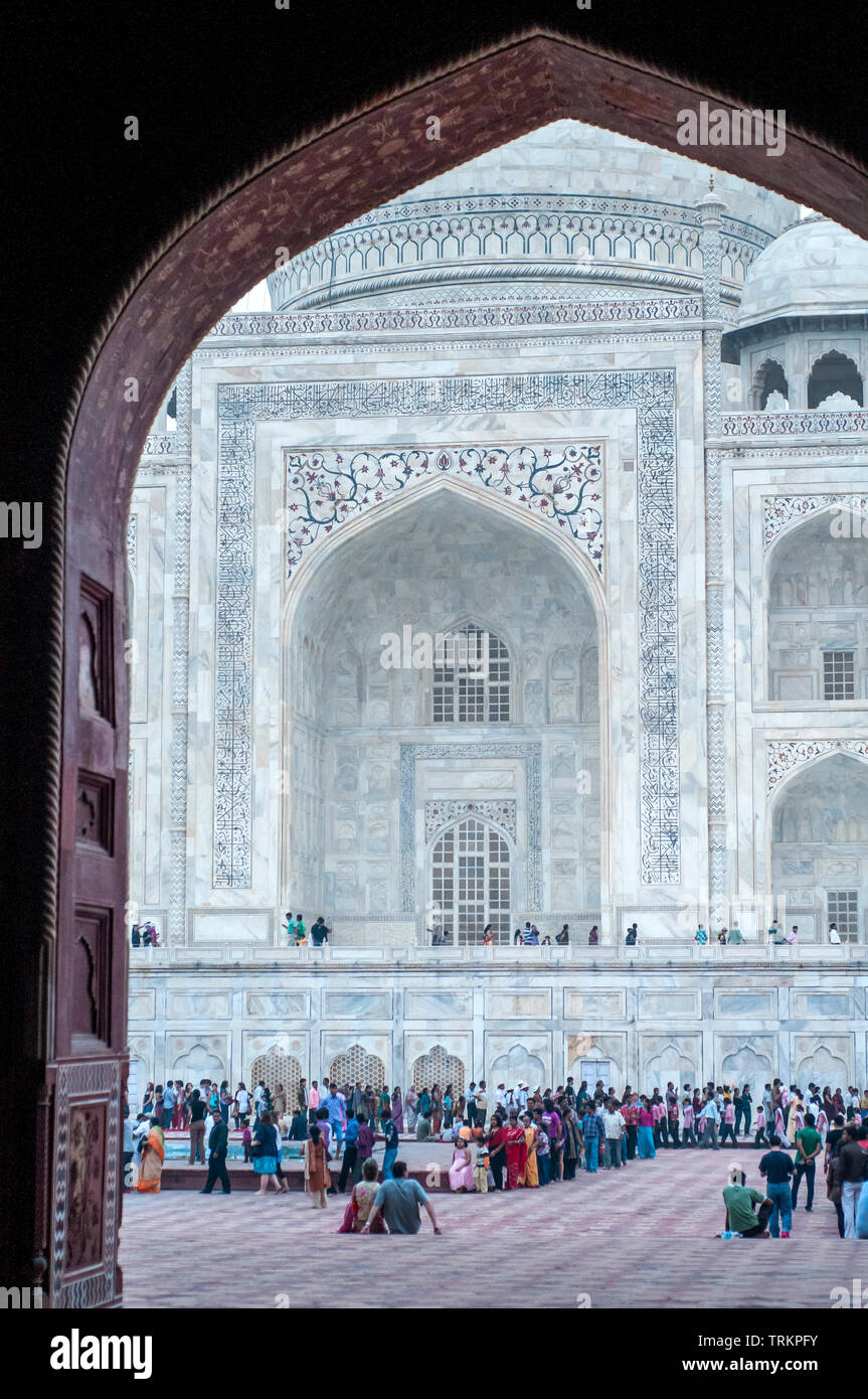The Taj Mahal in Agra, India, viewed through an archway Stock Photo - Alamy