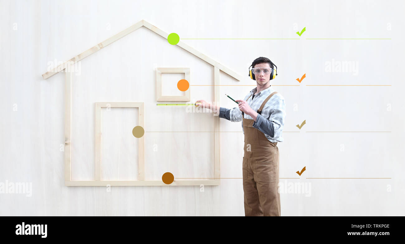 house construction renovation concept handyman carpenter worker man ...