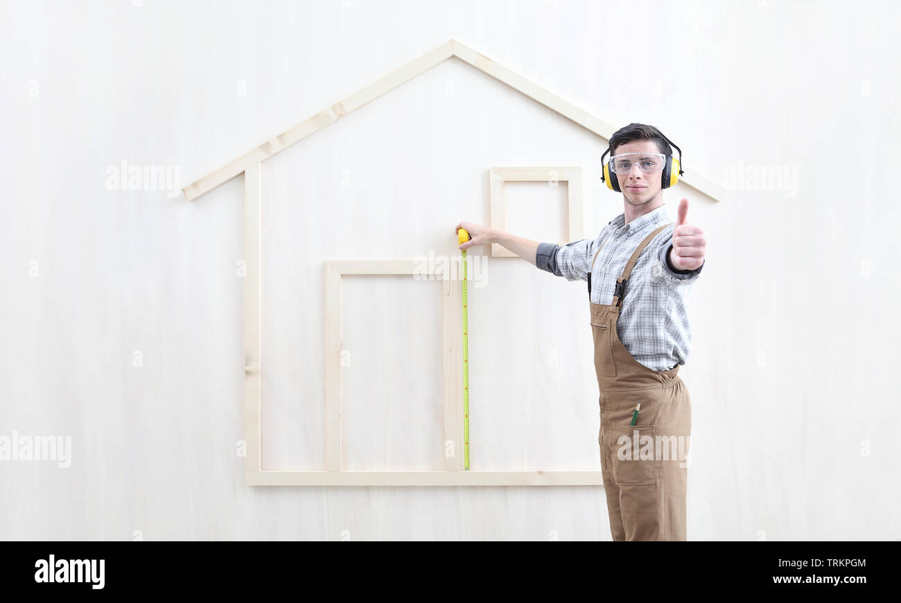 house construction renovation concept handyman carpenter worker man ...
