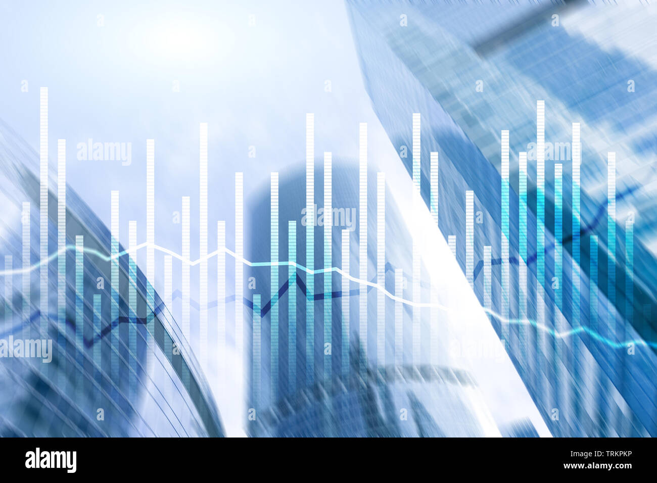 Double exposure Economics growth diagrams on blurred background ...
