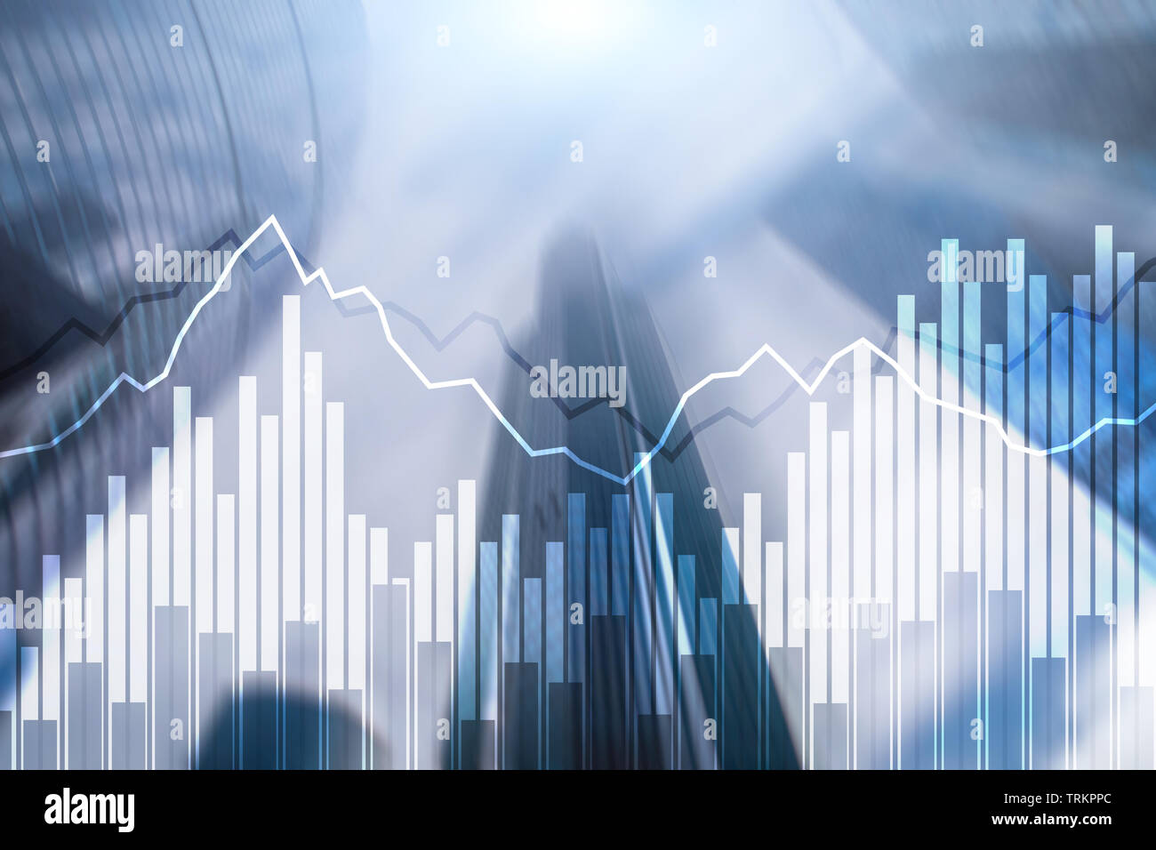 Double exposure Financial graphs and diagrams. Business, economics and ...