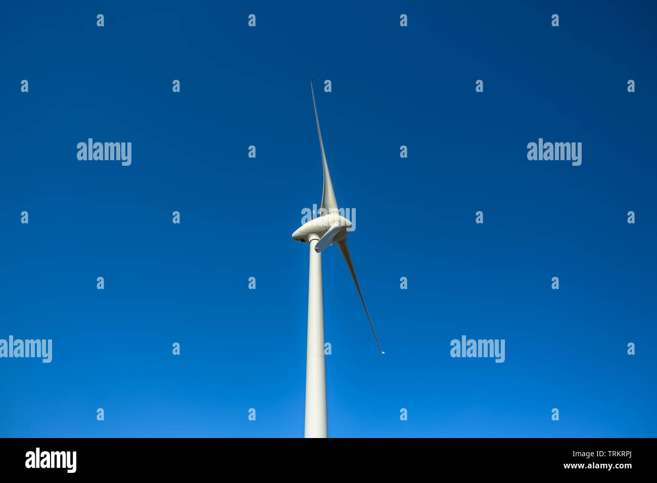 Detailed close up view of a wind turbine; generator, rotor and blade ...