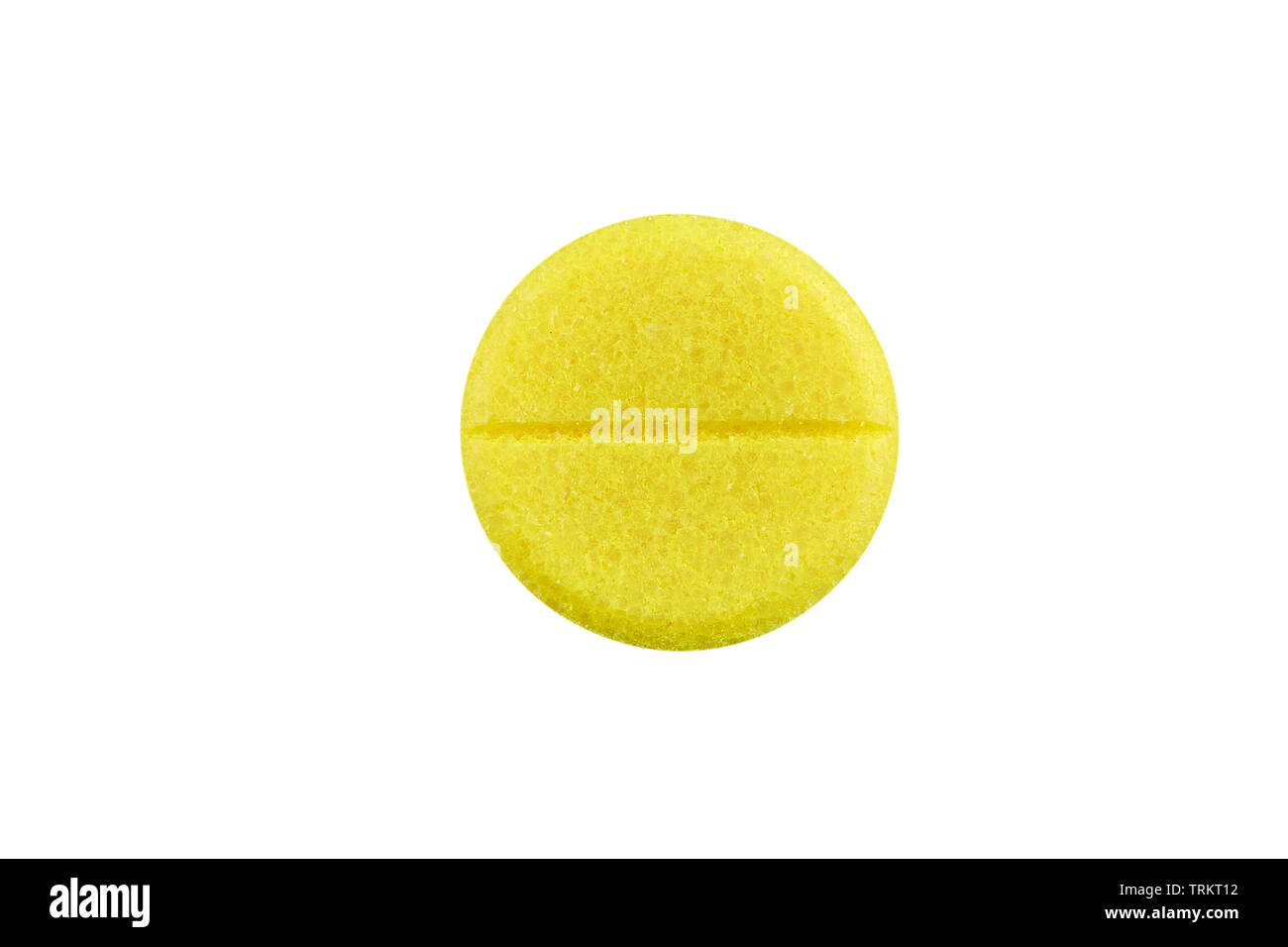 Macro photo of yellow pill. Isolated on white background Stock Photo ...