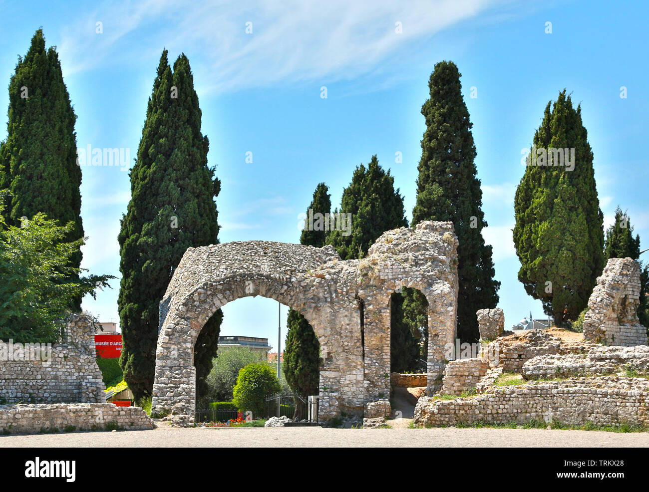 Nice, France - June 19, 2014: the roman amphitheater of Cimiez Stock ...