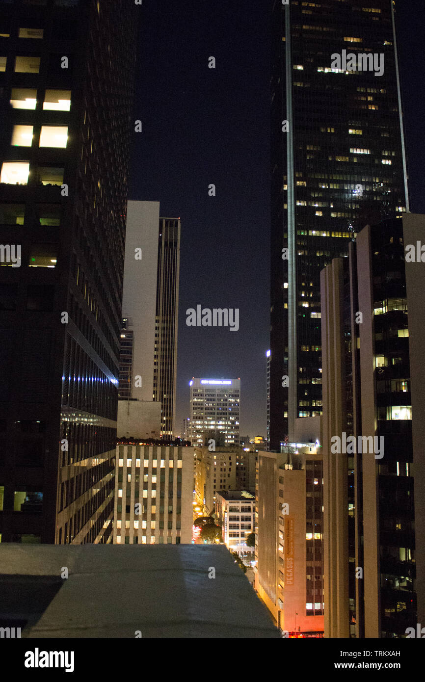 Buildings in downtown Los Angels at night Stock Photo - Alamy