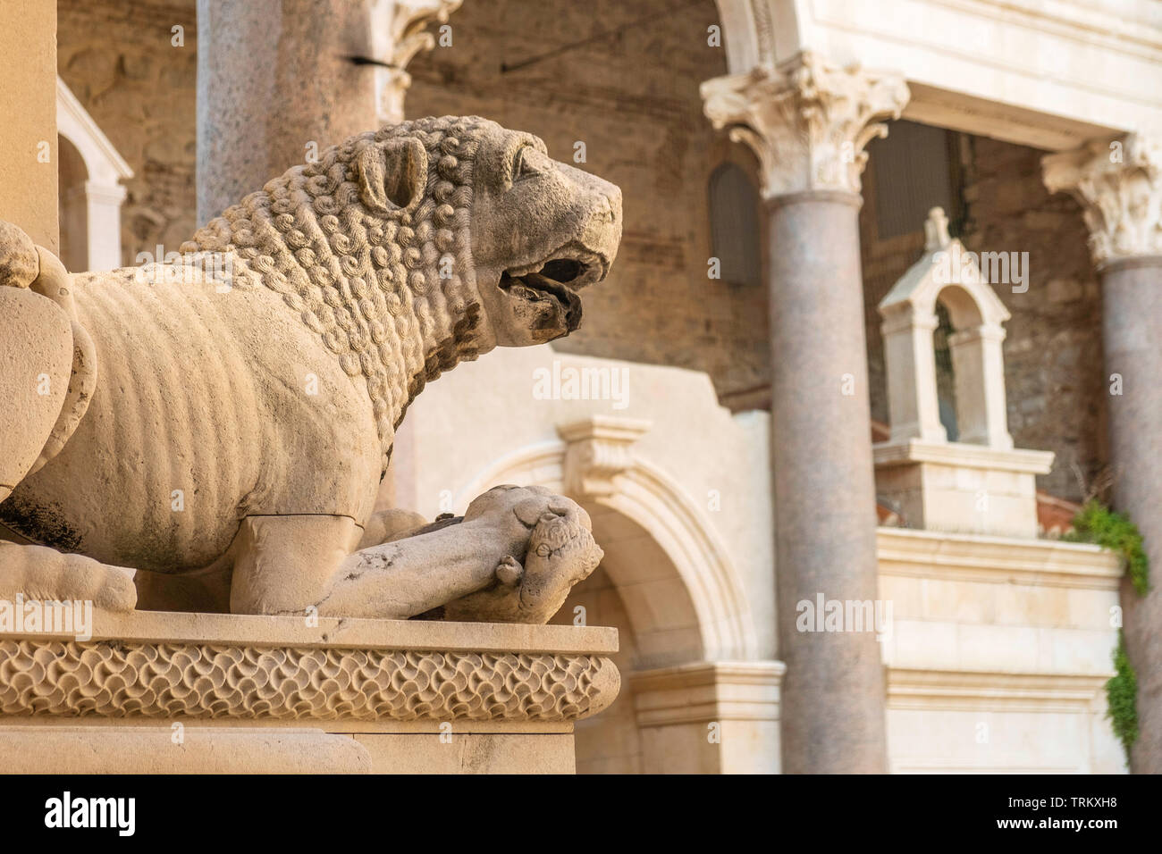 Split, Croatia, peristyle or peristil inside Diocletian Palace in the ...