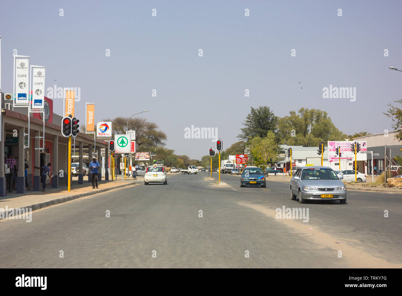 Okahandja in Namibia, Africa and its main road going through the centre ...