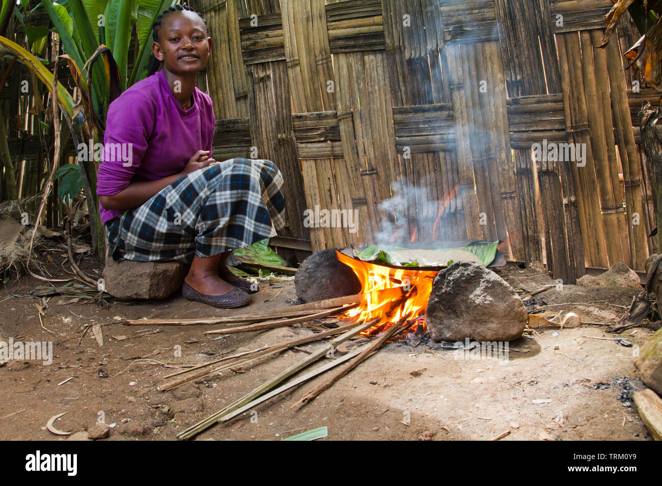 A Dorze Woman Prepares Kocho (Unleavened Bread) Made from The False ...