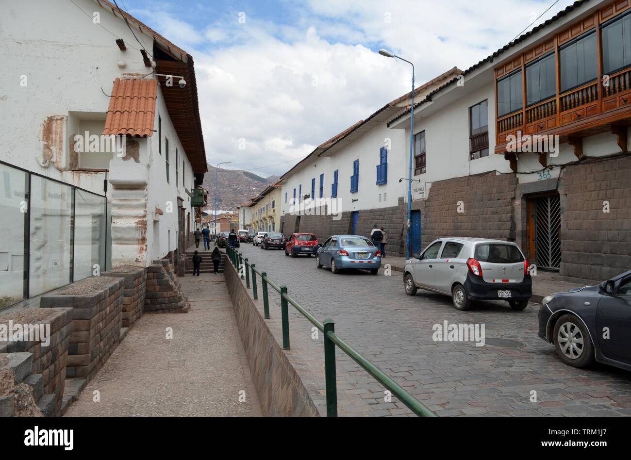 Peru,Cusco.Central area of Cusco, houses and roads Stock Photo - Alamy