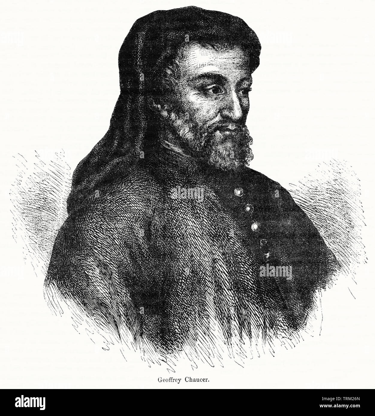 Geoffrey Chaucer, English Poet and Author (1343-1400), Illustration ...