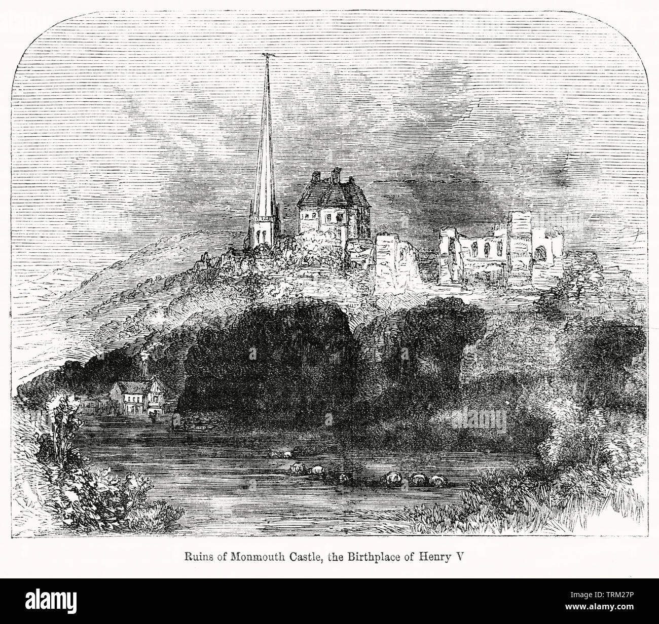 Ruins of Monmouth Castle, the Birthplace of Henry V, Illustration from ...