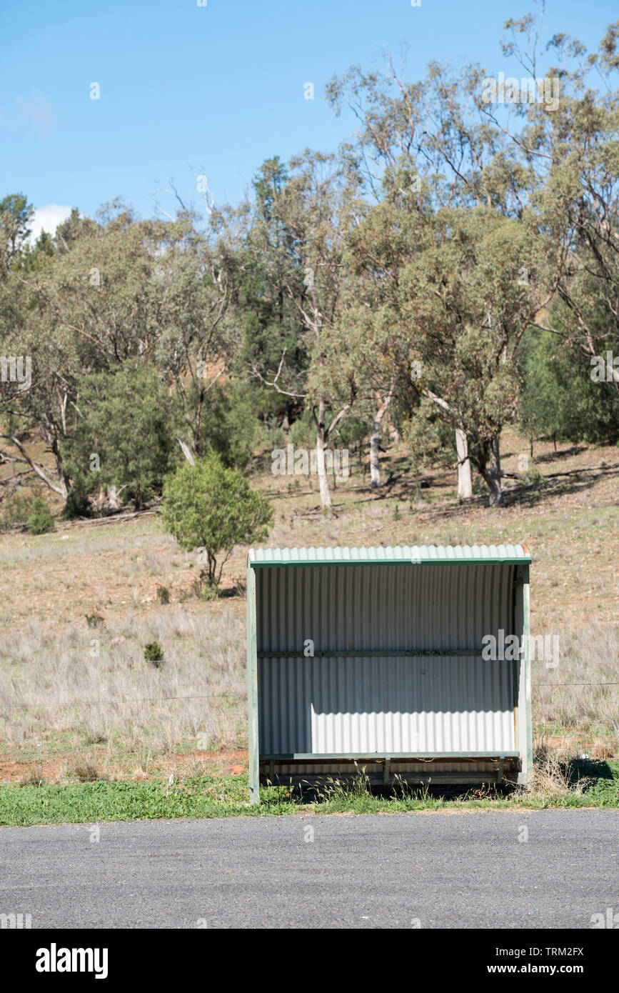 A lonely empty bus stop on the Oxley Highway in northwest New South ...