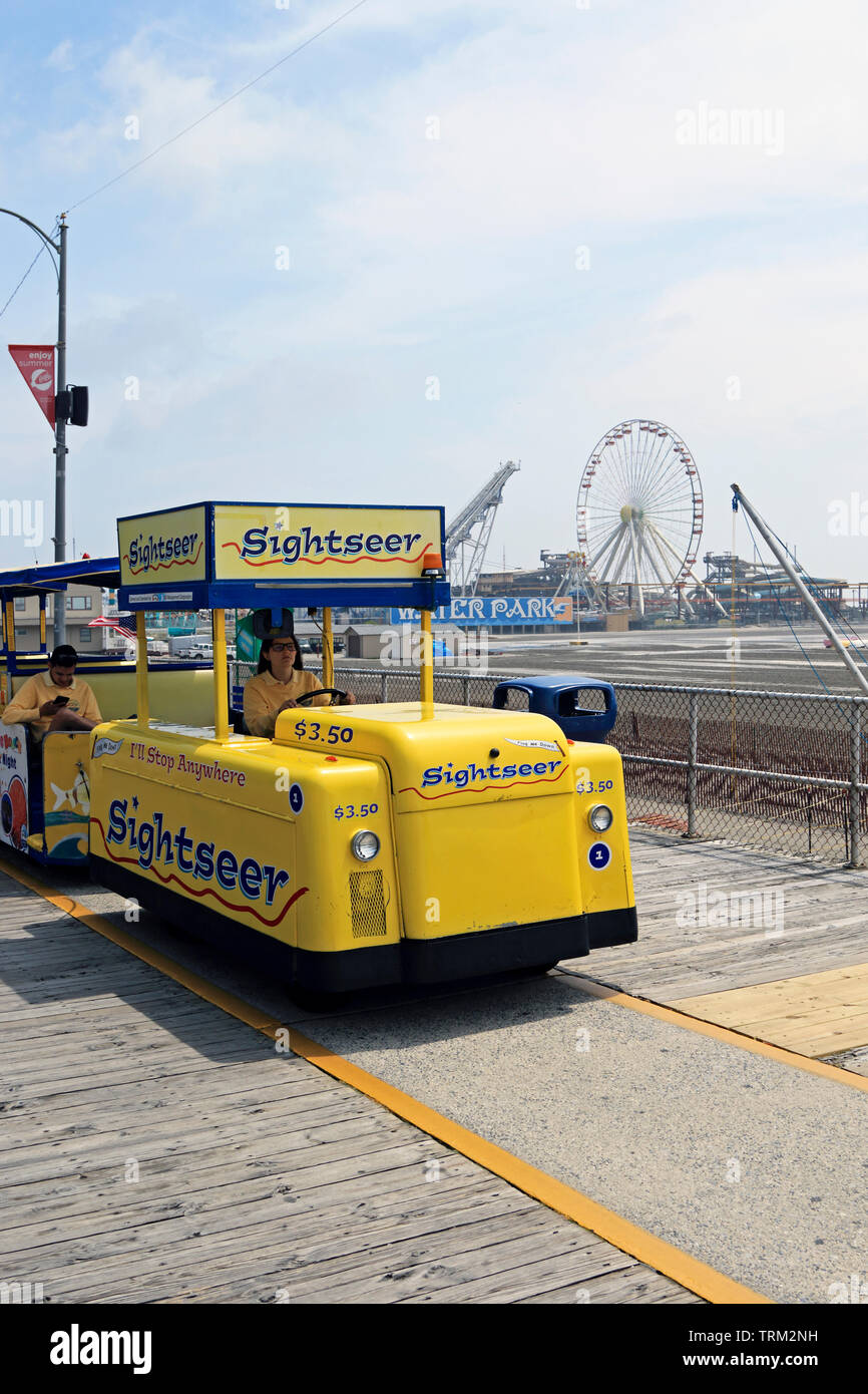 The iconic tram car on the boardwalk in Wildwood, New Jersey, USA Stock ...
