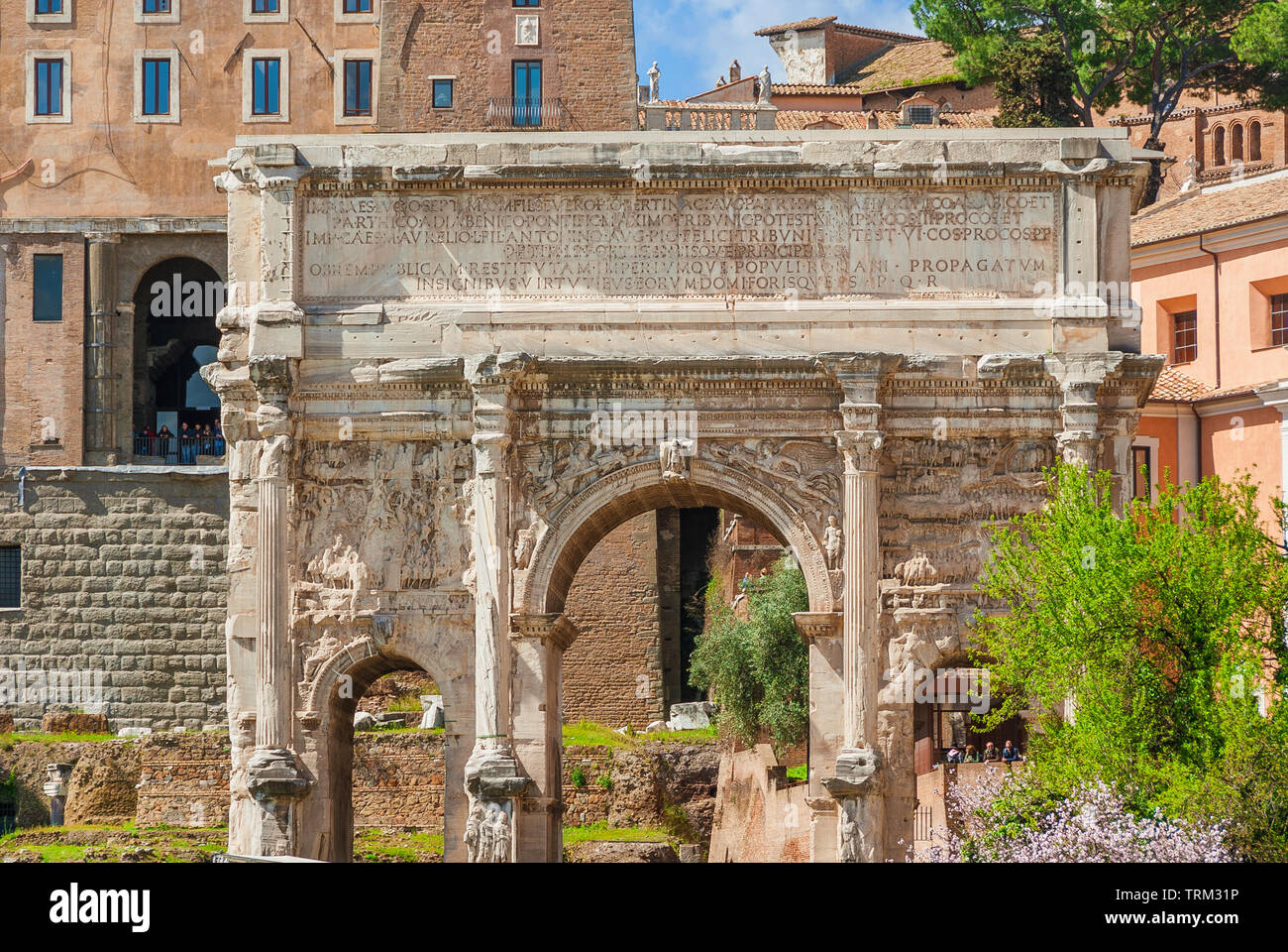Ancient Arch of Septimius Severus, erected in the 3th century in Roman ...