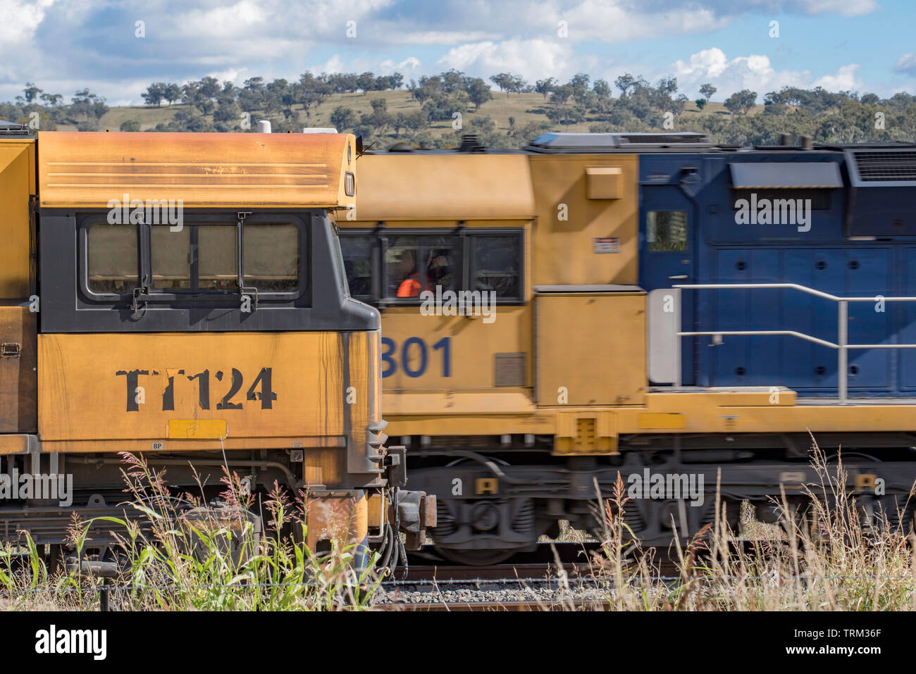 Two locomotives hauling cargo hi-res stock photography and images - Alamy