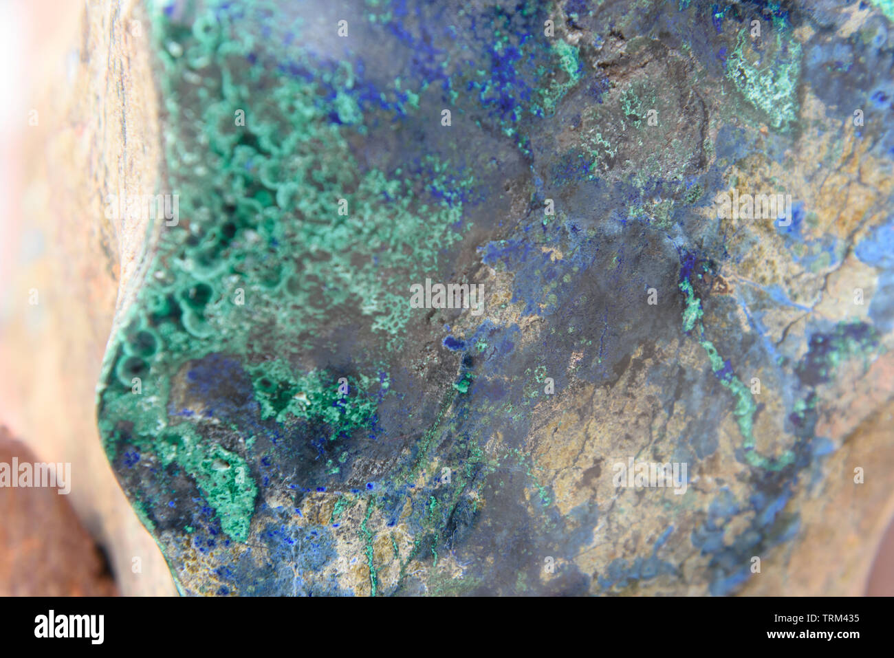 Bisbee, AZ/USA - 03-13-2019: Large multicolored stone with Copper Ore ...