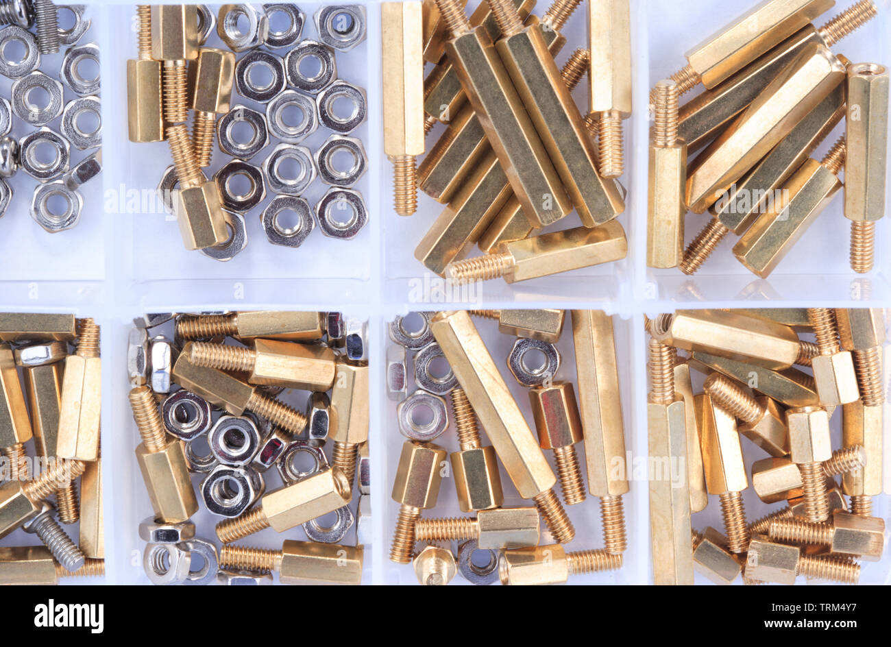 Brass Standoff Spacer Male and Female set in plastic container Stock ...