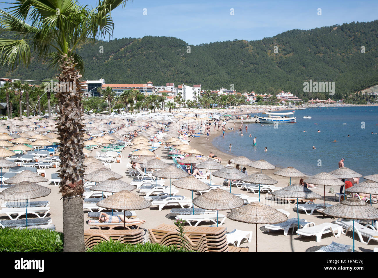 Public beach at Icmeler, Mugla province, Turkey, 2019 Stock Photo - Alamy