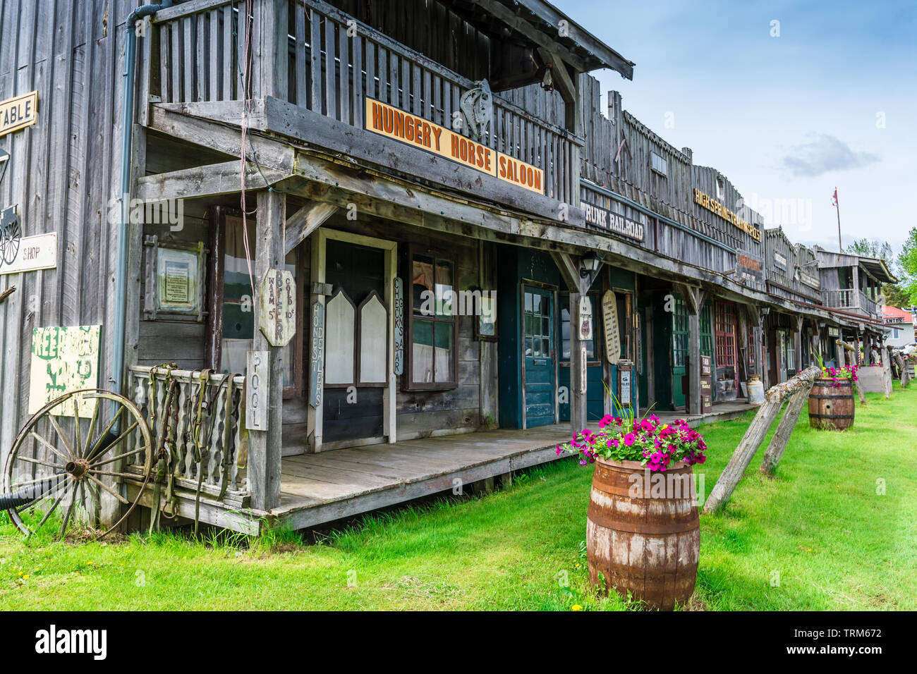 Vintage wild west outpost with vintage buildings with aged wooden ...