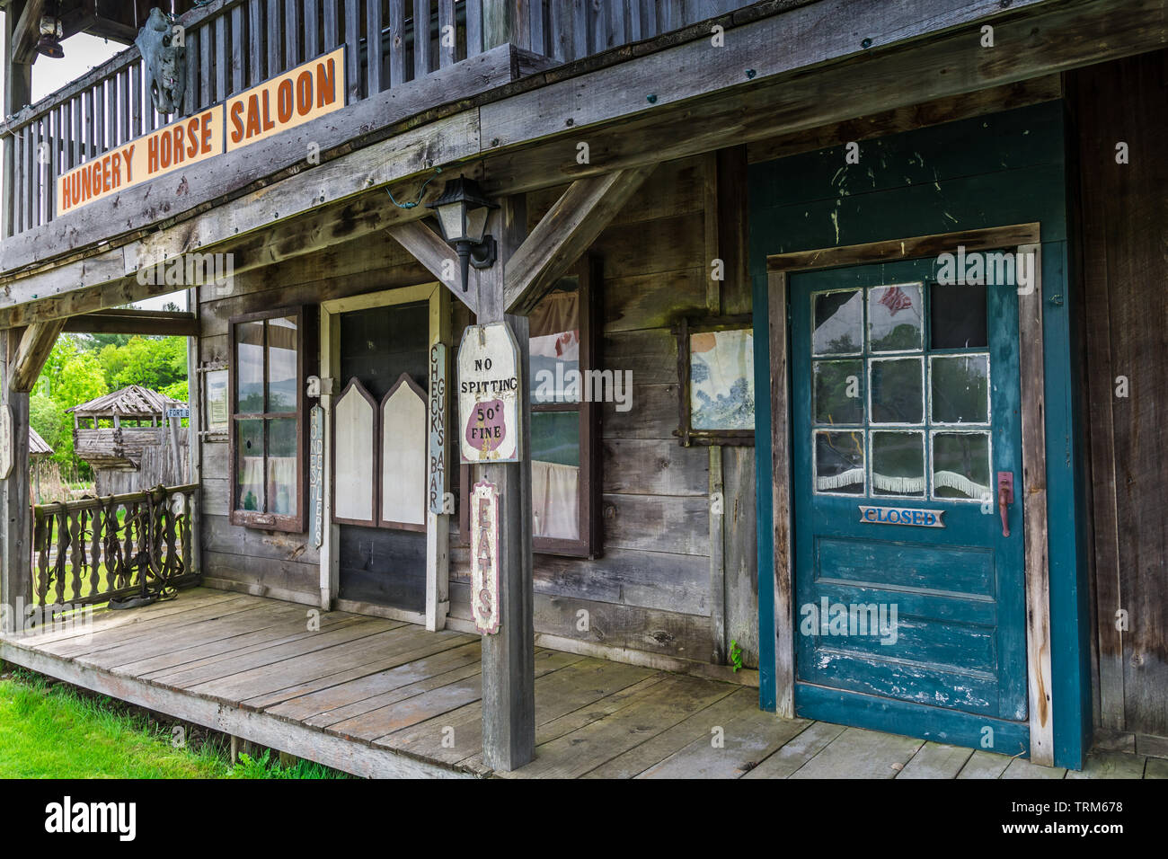 Vintage wild west outpost with vintage buildings with aged wooden ...