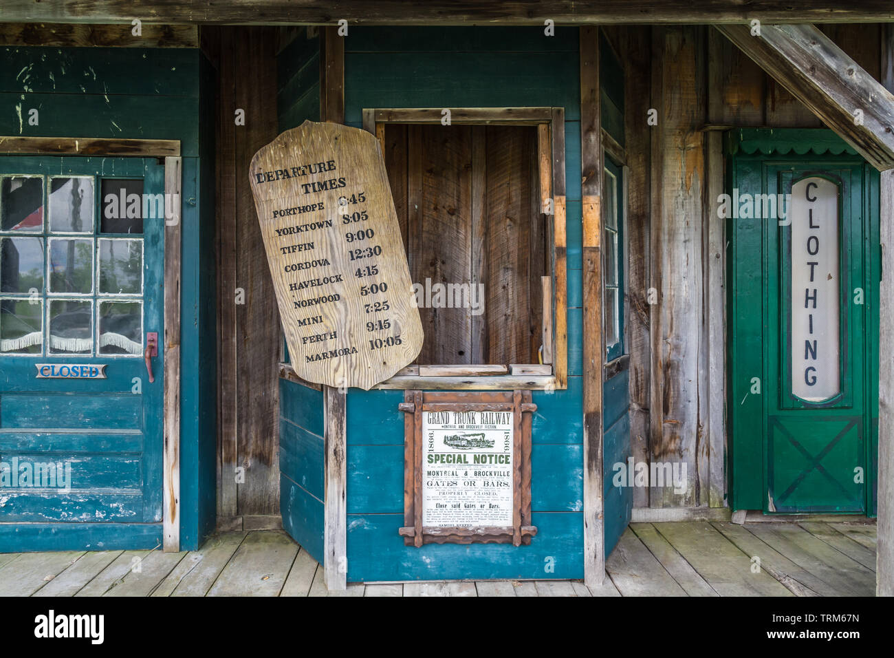 Vintage wild west outpost with vintage buildings with aged wooden ...