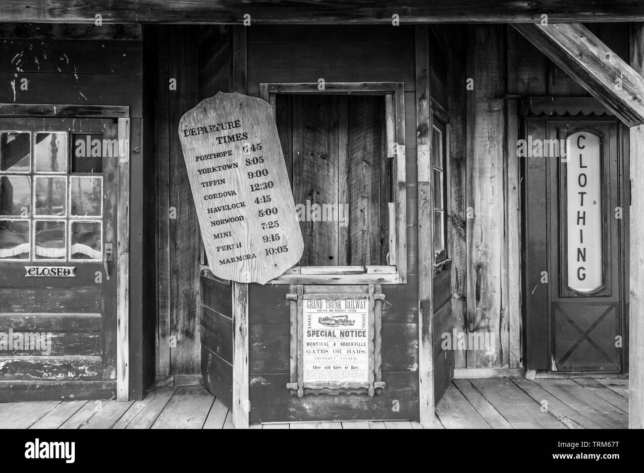 Vintage wild west outpost with vintage buildings with aged wooden ...