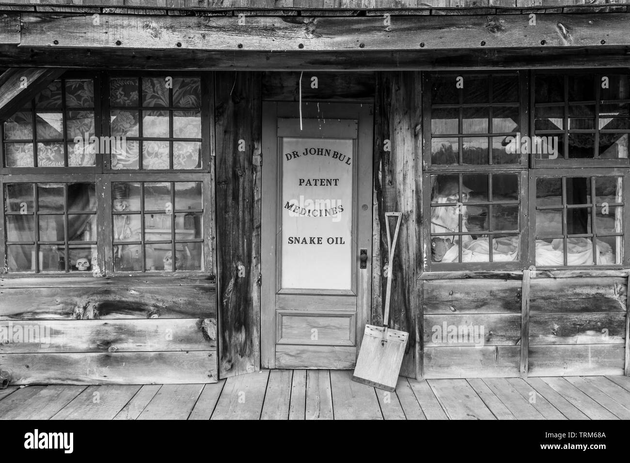 Vintage wild west outpost with vintage buildings with aged wooden ...