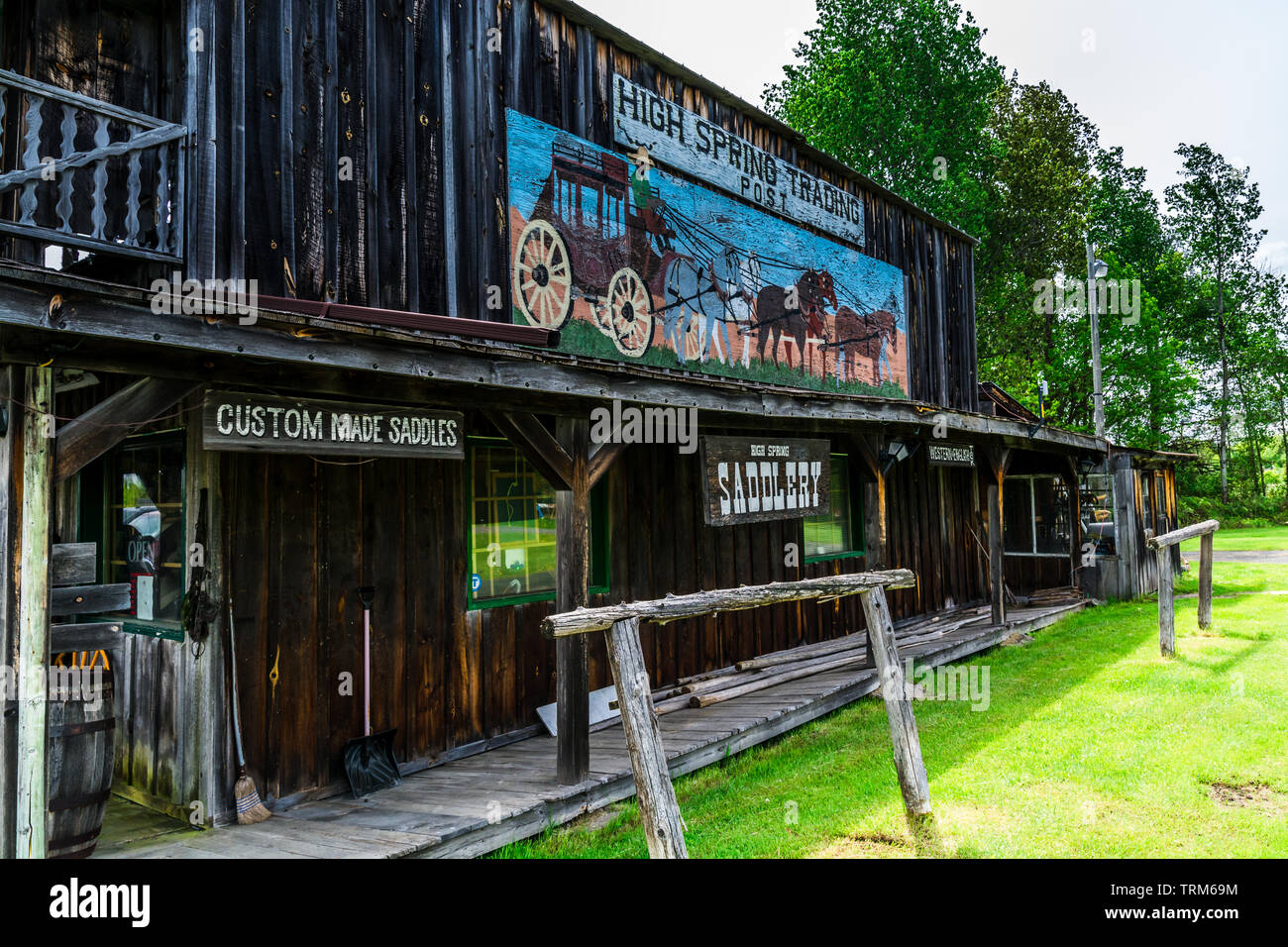 Vintage wild west outpost with vintage buildings with aged wooden ...