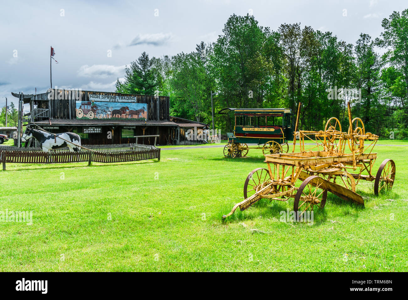 Vintage wild west outpost with vintage buildings with aged wooden ...