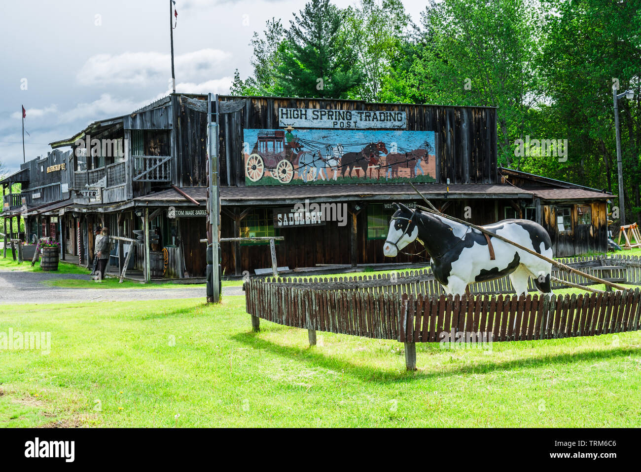 Vintage wild west outpost with vintage buildings with aged wooden ...