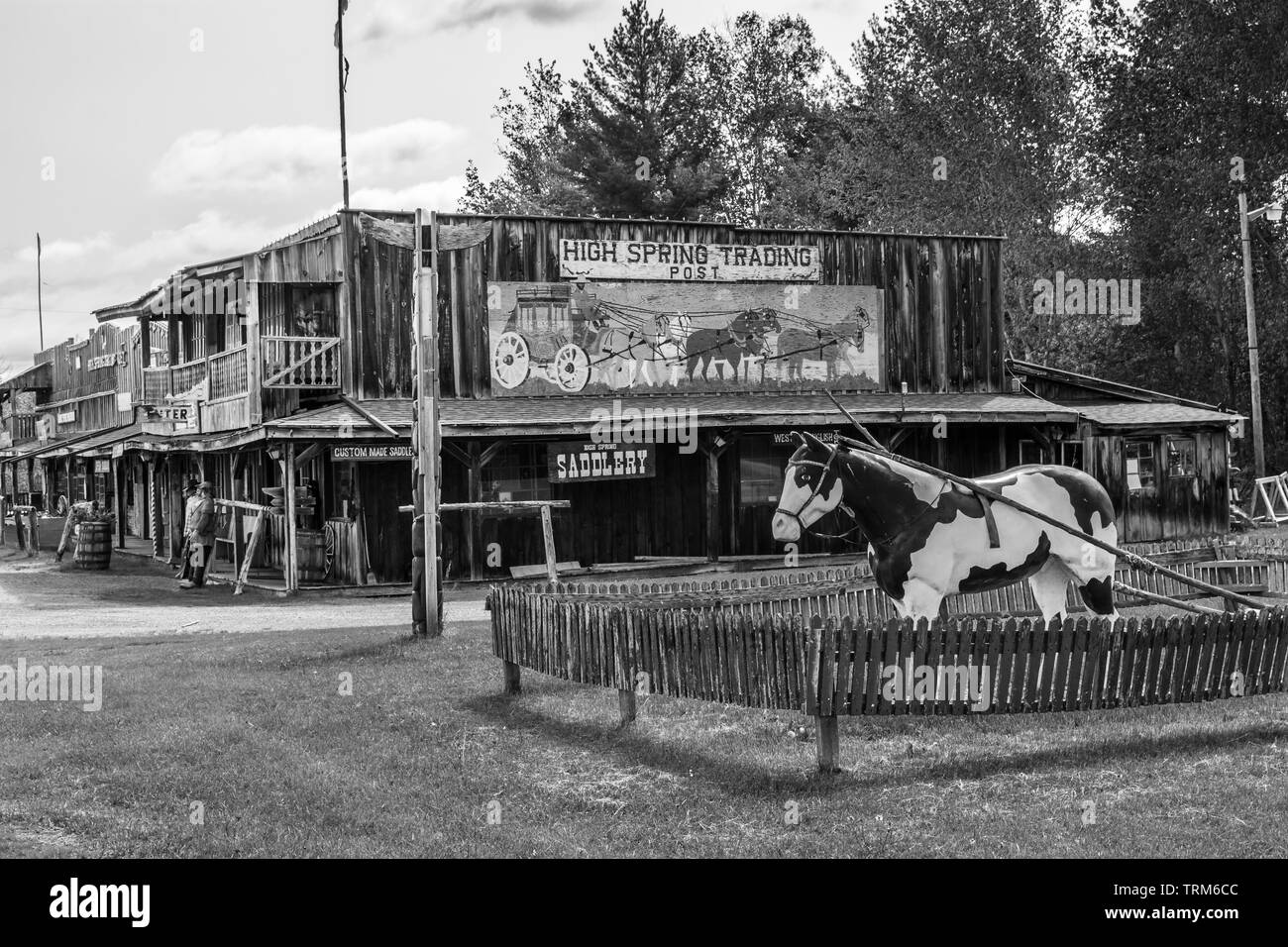 Vintage wild west outpost with vintage buildings with aged wooden ...