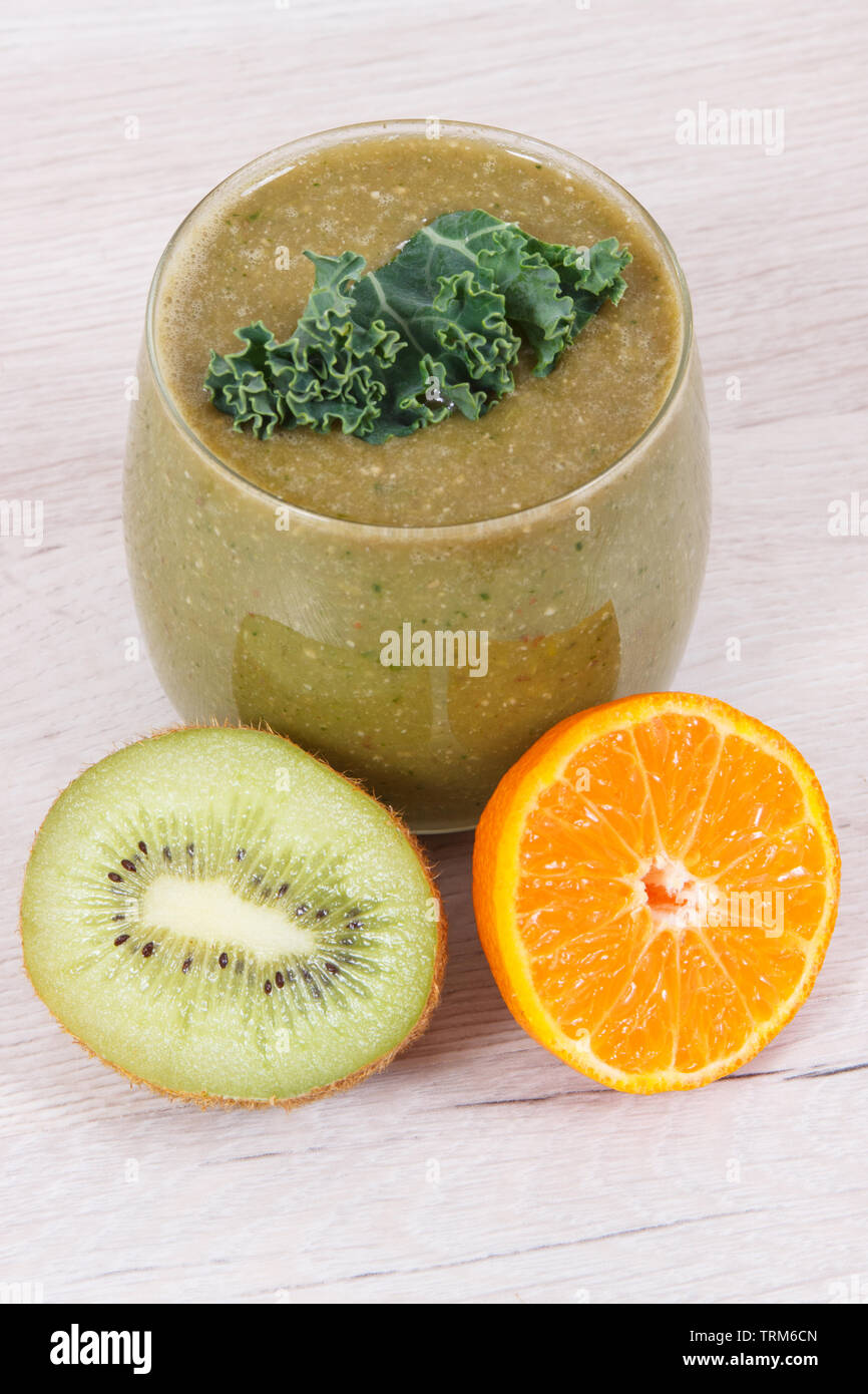 Fresh healthy smoothie from fruits and vegetables as source natural ...