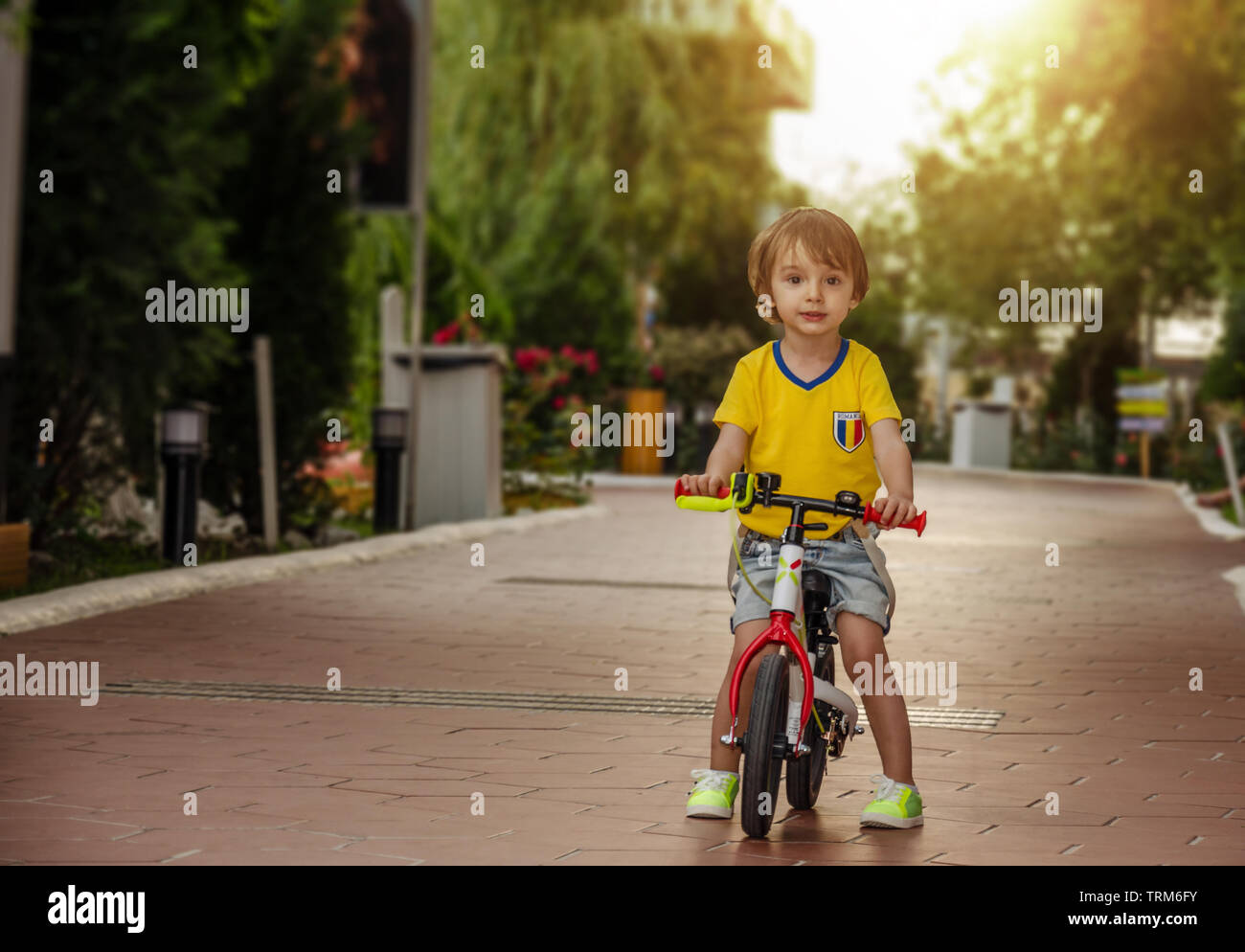 A boy eager for adventure, outdoor walks, to know the surroundings and ...