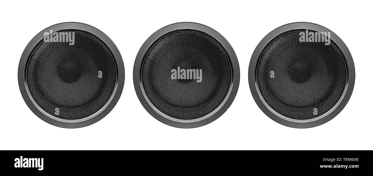 Music and sound - Front view one three bass Subwoofer array loudspeaker ...