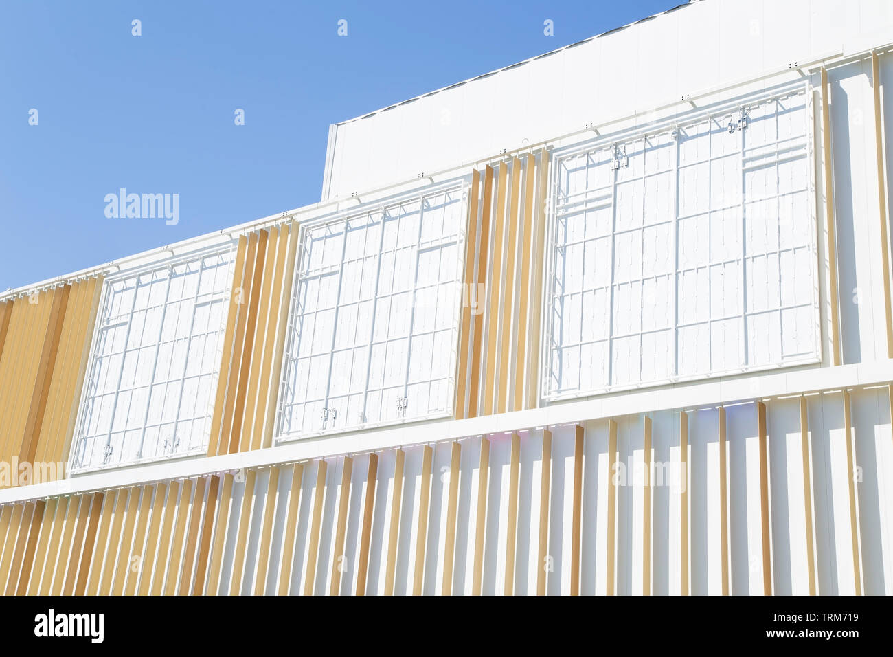 Blank billboards construction on new building facade Stock Photo - Alamy