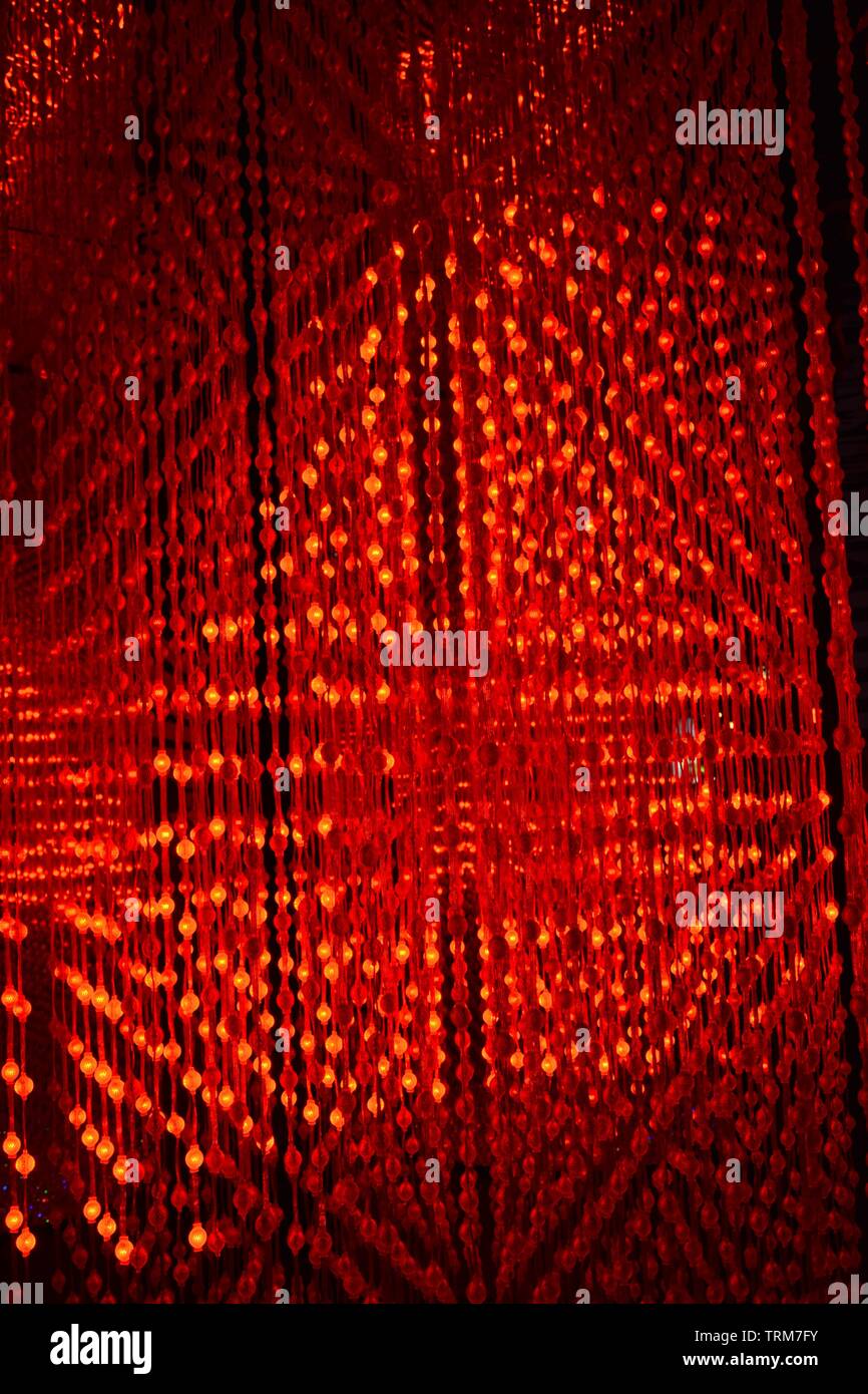 Brilliant red LED lights installation at Xintiandi in Shanghai Stock ...