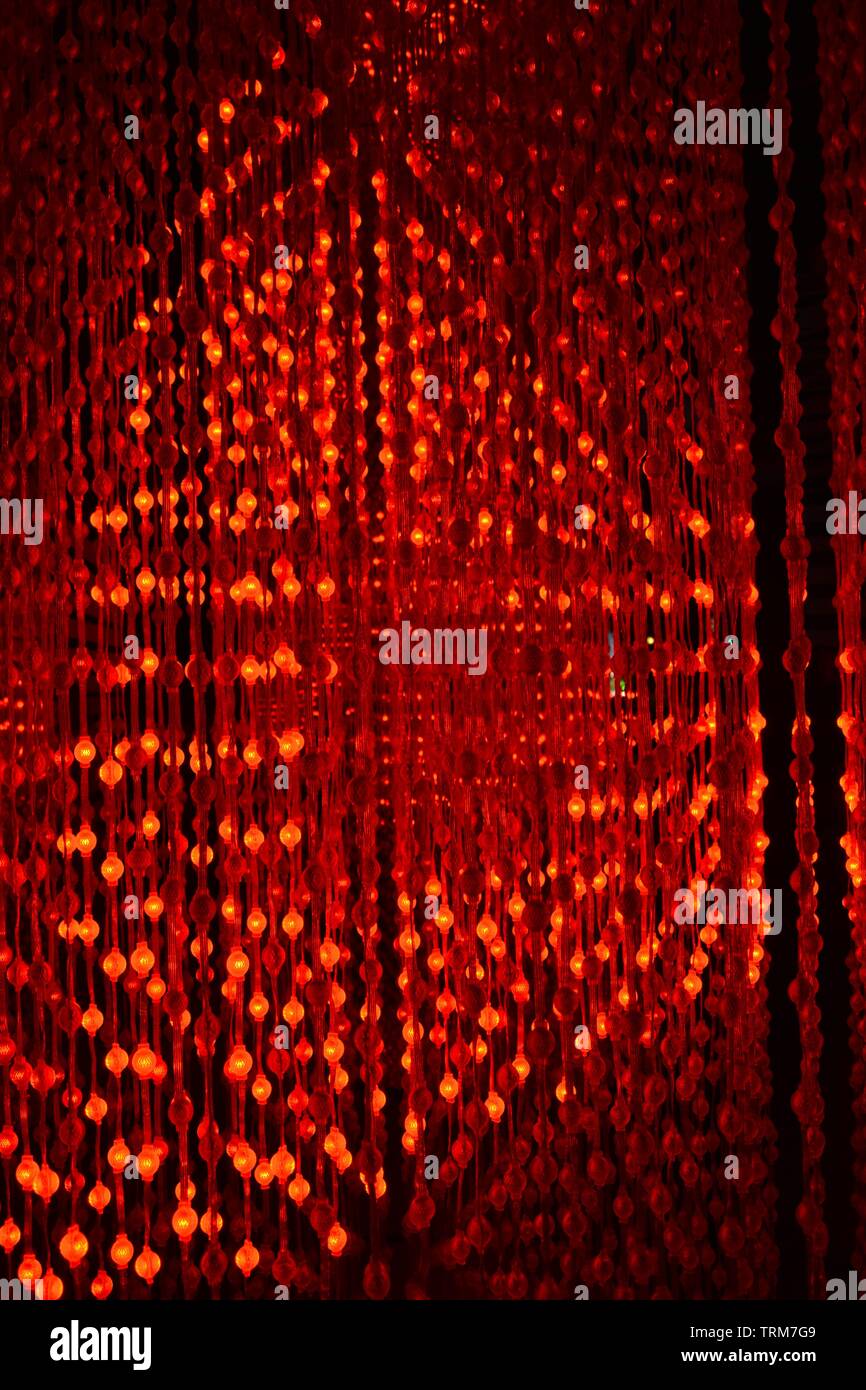 Brilliant red LED lights installation at Xintiandi in Shanghai Stock ...