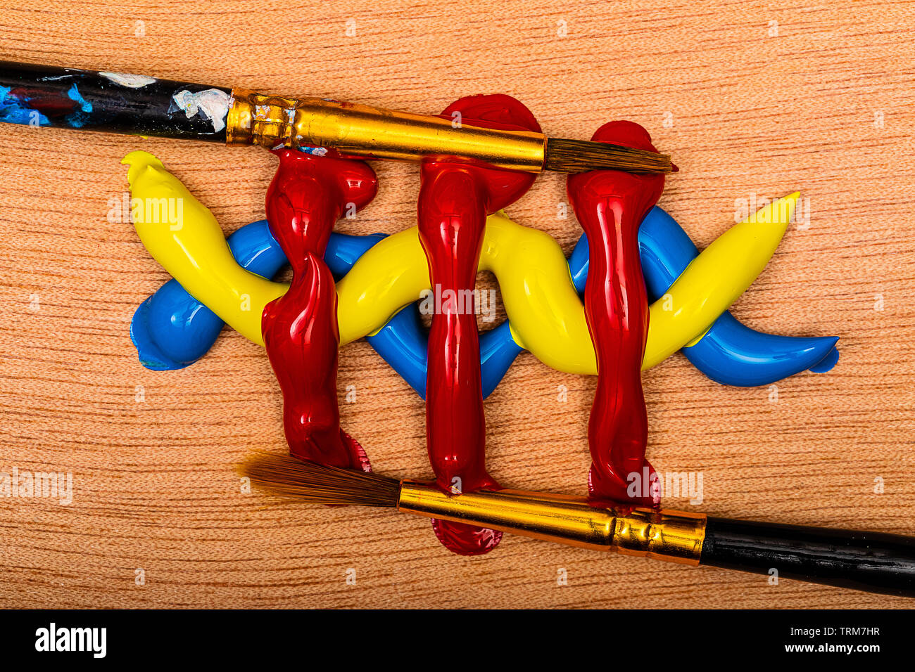 Acrylic Artist's Paints in Primary Colors Red, Yellow and Blue, in a ...