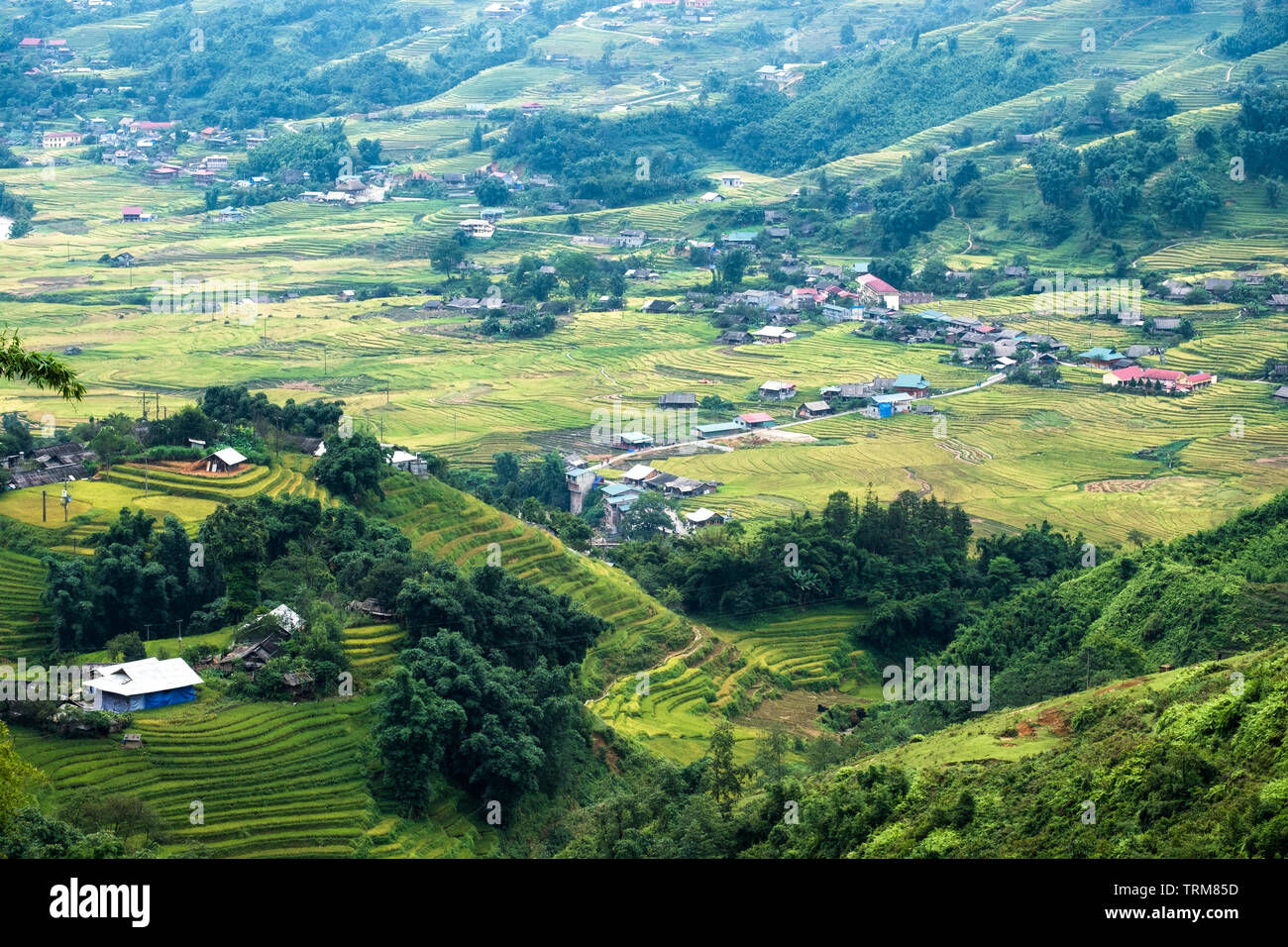 Viewpoint of Tavan village on rice field terraced at Sapa, Vietnam ...