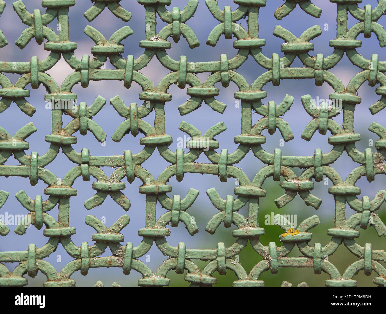 detail of the elegant workmanship of an old railing rusty.Texture ...